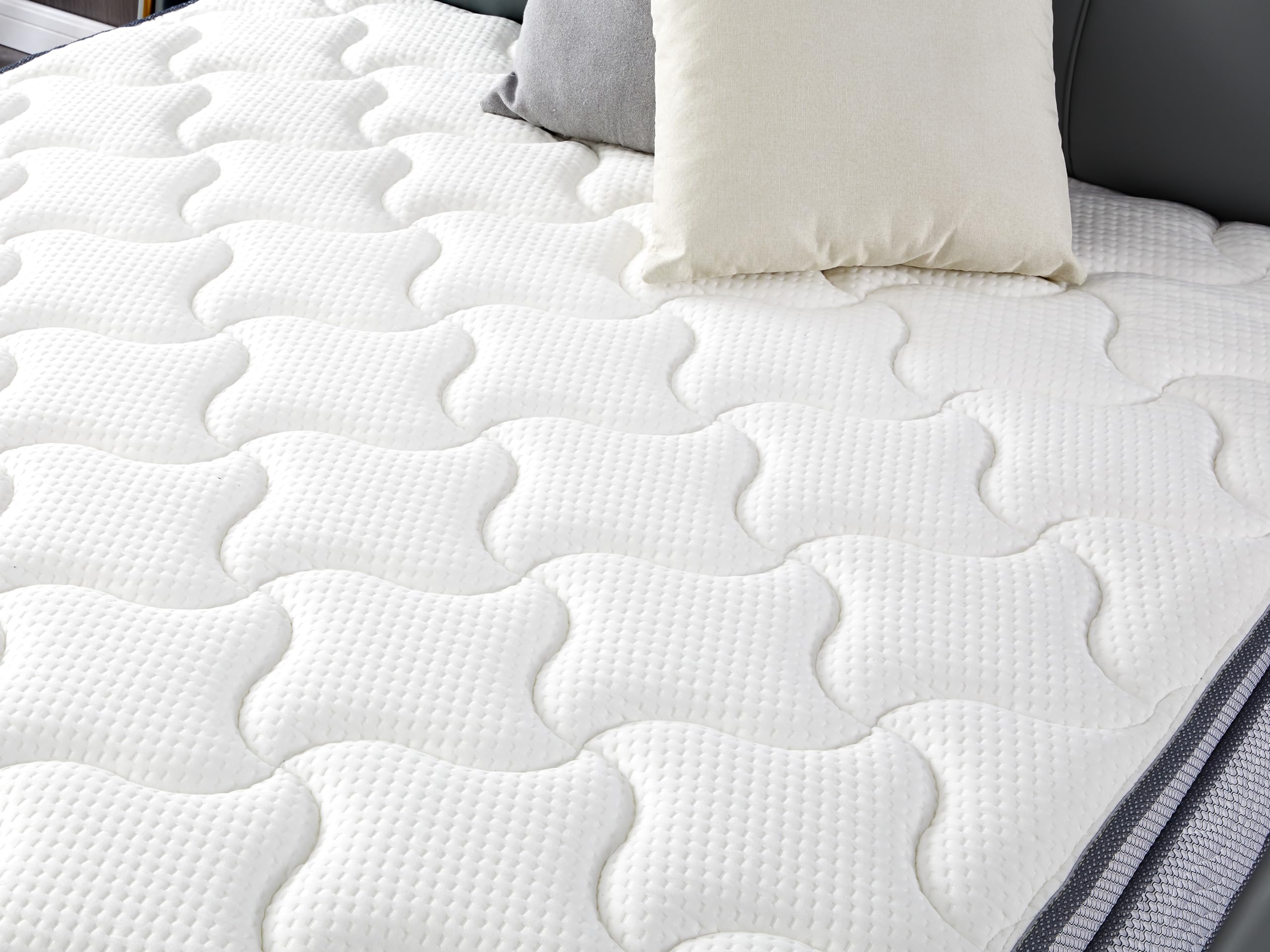 restologie Wave 12 inch Hybrid Mattress/Pocket Coils & Memory Foam for Cooling, Comfort, and Support/Reinforced Edge Support/Mattress in a Box/Medium Euro Top (King (U.S. Standard))