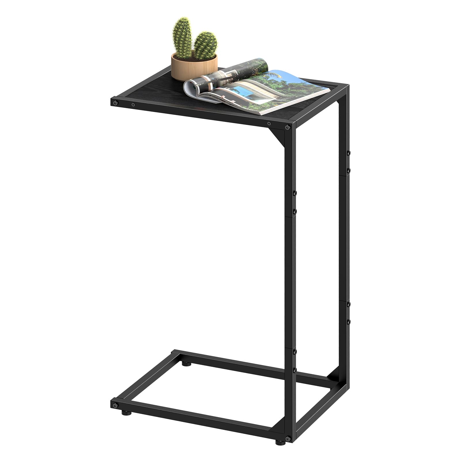 C Shaped End Table Set of 2, Snack Side Table, C Tables for Couch, Couch Tables That Slide Under, Small TV Tray Tablefor Living Room, Bedroom,Dark Grey