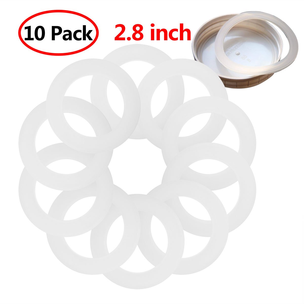 Aislor Silicone Replacement Gasket, Airtight Rubber Seals Rings for Mason Jar Lids, Leak-Proof Canning Fitting Seals 10Pcs 2.8 inch