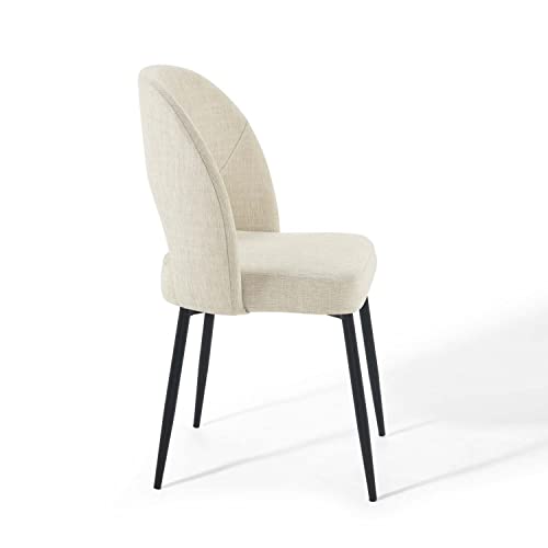 Modway Rouse Upholstered Fabric Dining Side Chair, Black Beige 23 x 19.5 x 33.5