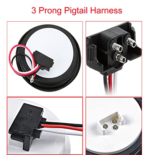 8 X Trailer Wiring, 3 Prong Pigtail Harness, 36DB Right Angle 3-Wire Pigtail Trailer Lights Plug Molded for Stop Turn Tail Sealed Round Oval Light Brake Backup Light