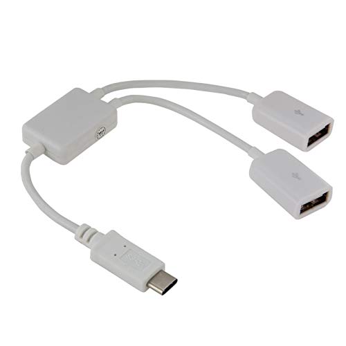 Leya-US Spare Part 21cm 2 in 1 USB-C/Type-C 3.1 to USB 2.0 Data Cable, Compatible for Galaxy S8 & S8 + / LG G6 / Huawei P10 & P10 Plus/Xiaomi Mi 6 & Max 2 and Other Smartphones(White)