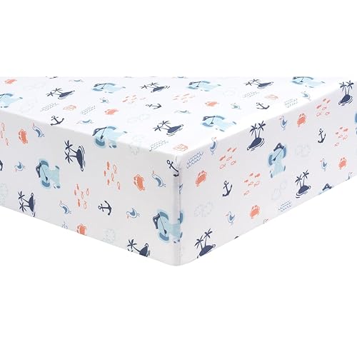 Sammy & Lou Ahoy Archie 4-Piece Baby Nursery Crib Bedding Set for Boys, Includes Quilt, Fitted Crib Sheet, Crib Skirt, and Plush Toy