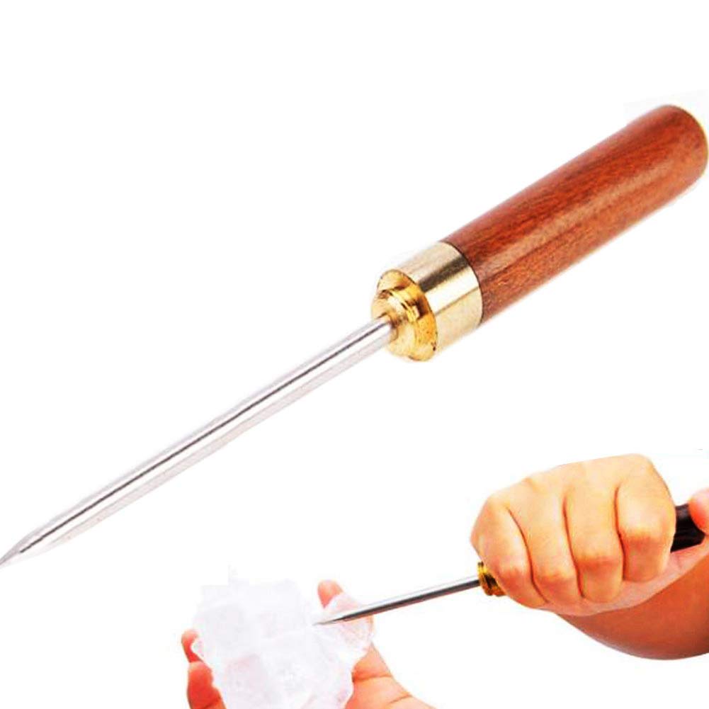 9" Ice Picks Stainless Steel Wooden Handle With Cover for Kitchen, Bars, Bartender,Picnics, Camping, And Restaurant (Red sandal wood)