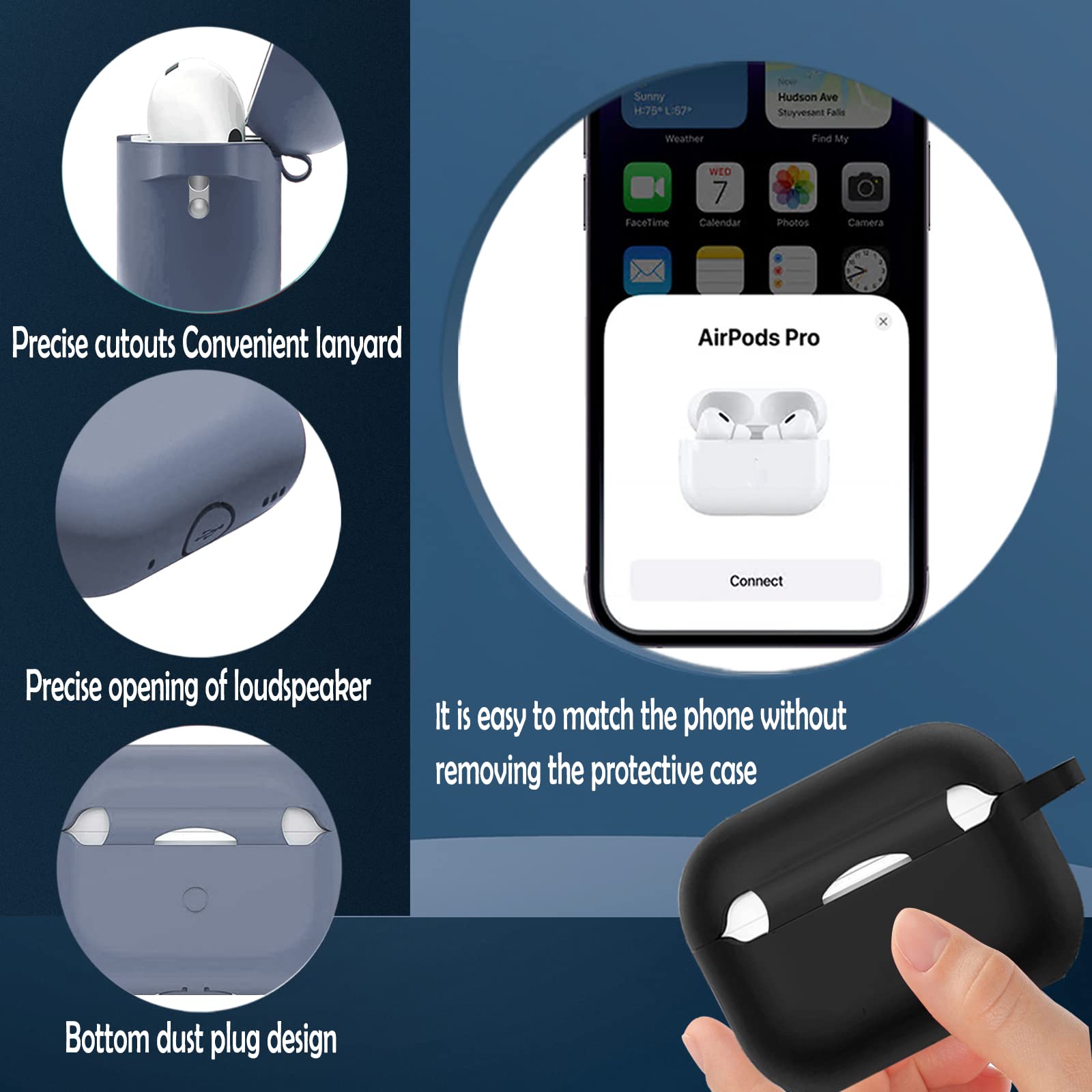 Airpods Pro 2nd/1st Generation Case 2022/2019, Coffea Soft Silicone Protective Case Cover for New Apple Airpods Pro 2 Case & AirPods Pro Case (2 Pack) [Front LED Visible]
