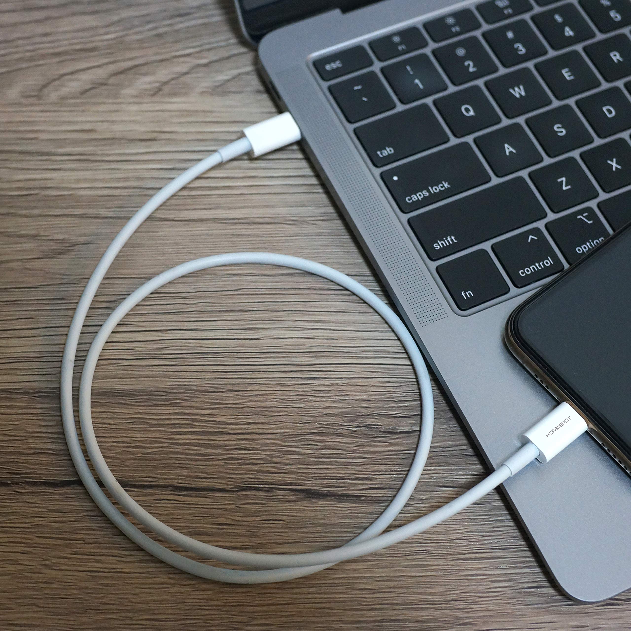 HomeSpot Short Lightning Cable, 2ft [Apple MFi Certified], USB C to Lightning iPhone Cable, Power Delivery Charging for iPhone 13 12 Pro Max 11 SE XR, AirPods, MacBook, iPad Air Mini | White 1 Pack
