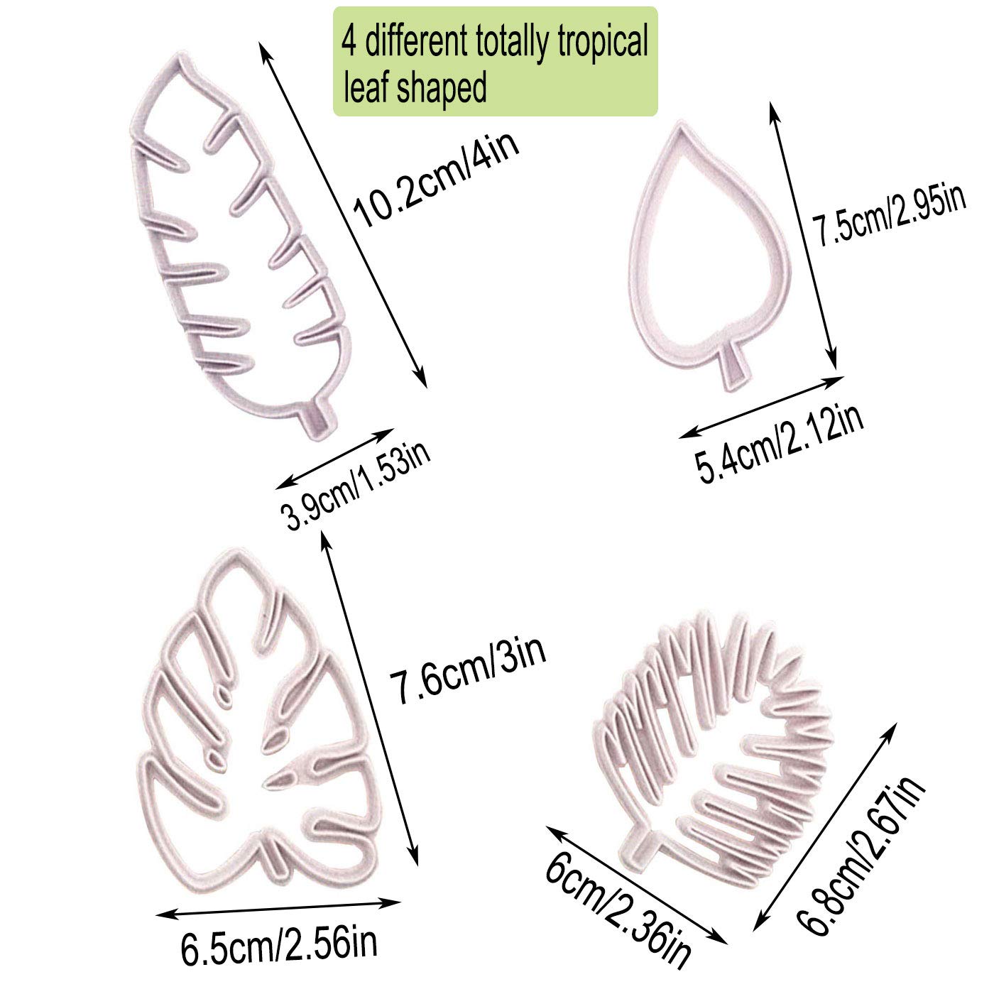 7 Pack Cake Fondant Embossing Mold Mermaid Scales Tropical Leaf Cookie Cutters Biscuit Moulds for Sugarcraft Fondant Baking Mold Cupcake Decorating