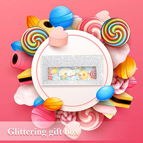 50 Pieces Empty Eyelash Case Boxes Lash Box Packaging Empty Lash Boxes Glitter Paper Cardboard Plastic Eyelash Storage Box False Lashes Cases Holder (Silver)