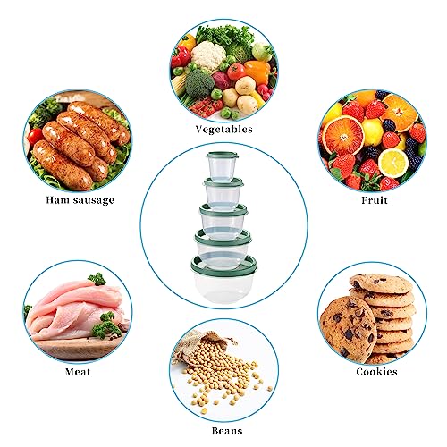 COKUMA 10PCS Bowl Set, Prep Bowls with Lids (5 Bowls and 5 Lids), Reusable, Microwaveable, Durable, BPA-Free, Freezer and Dishwasher Safe Meal Prep Food Storage Containers