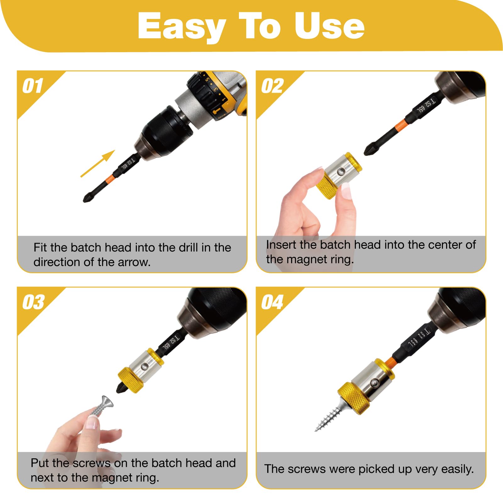 3 Pieces Strong Magnetic Screw Ring Holders With 3 Pieces Ph2 Screwdriver Bit Set, 1/4 Inch/ 6.35 mm Universal Magnetic Screw Ring Bit for Hex Screwdriver and Power Bits