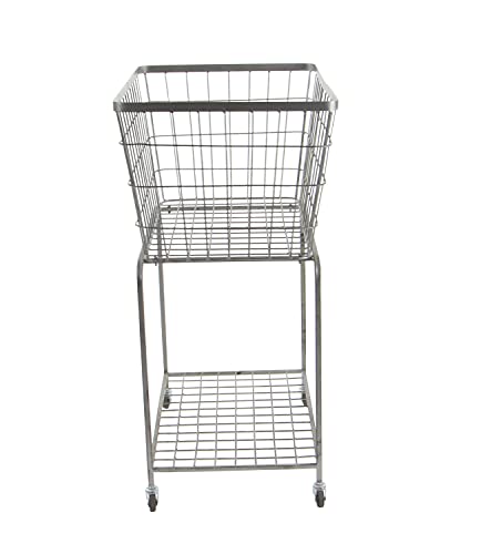 Deco 79 Metal Trapezoid Storage Cart with Wheels, 28" x 18" x 36", Gray