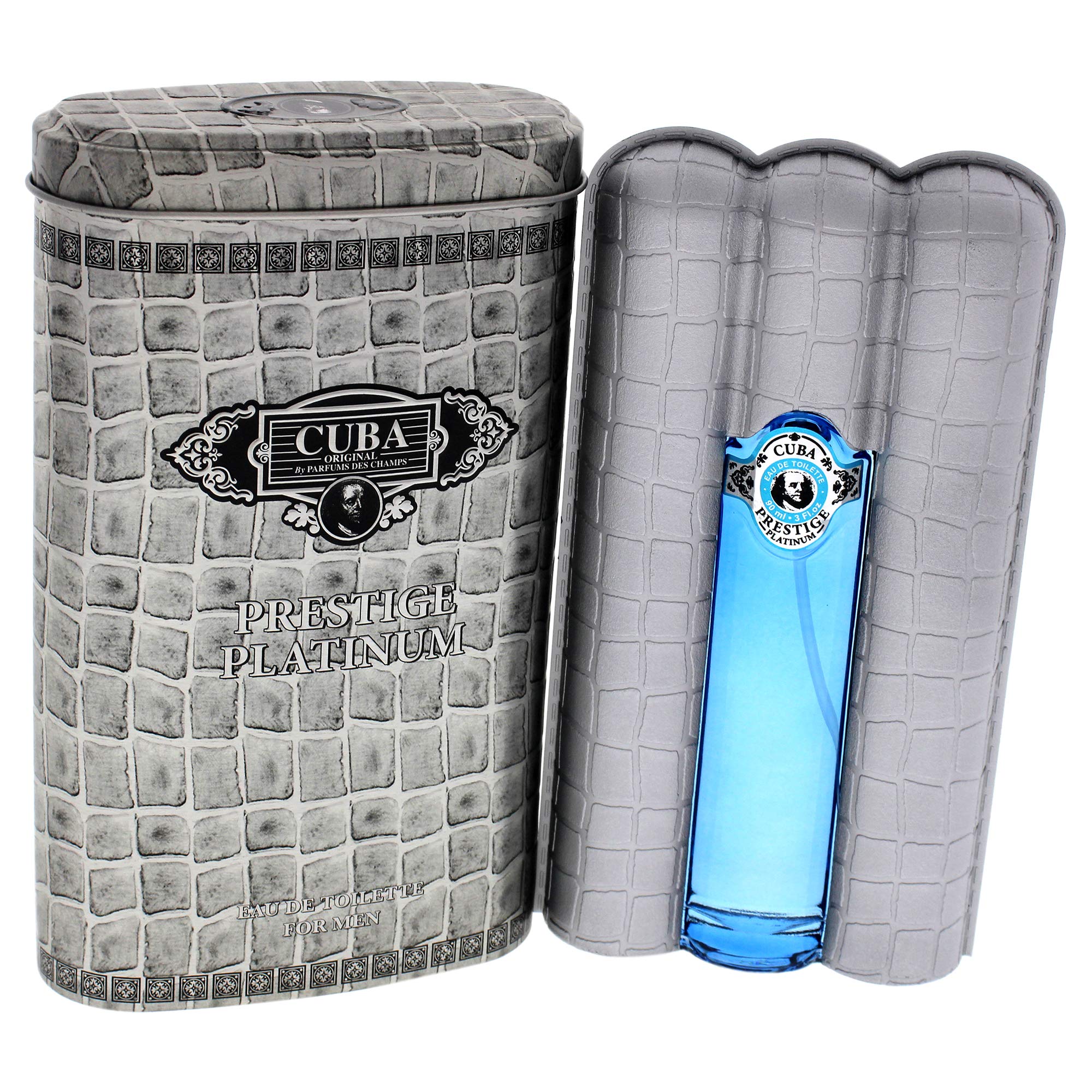 Cuba Original by Parfums Des Champs Prestige Platinum by Cuba, 3 oz Eau De Toilette Spray for Men (CUBPRPM0009002)