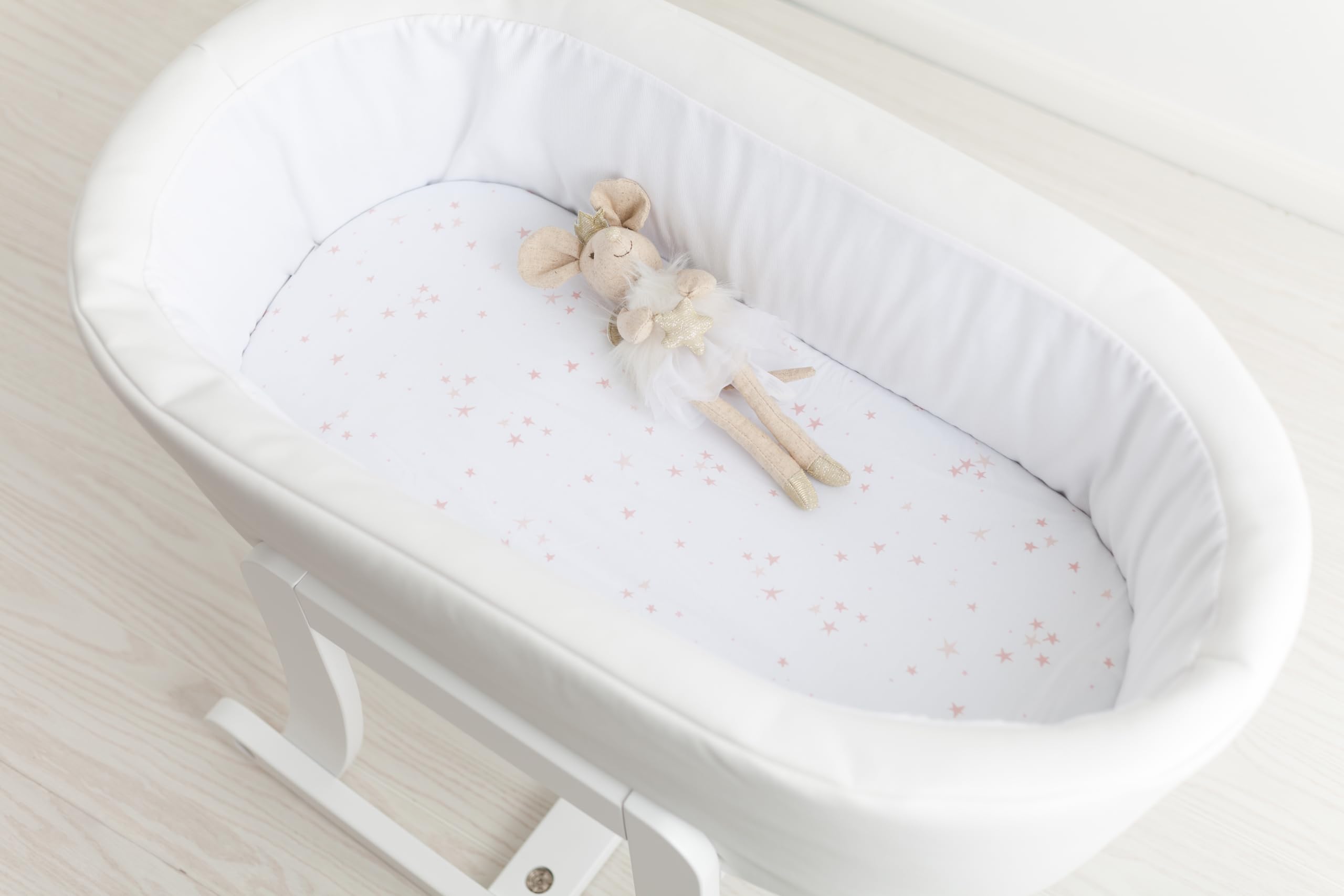 Ely's & Co. Bassinet Sheet 100% Jersey Cotton 2 Pack for Baby Girl-Dusty Rose and Mauve Pink Stars