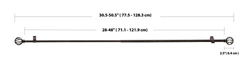 Amazon Basics 5/8-Inch Curtain Rod with Cage Finials - 28 to 48 Inch, Dark Bronze (Espresso)