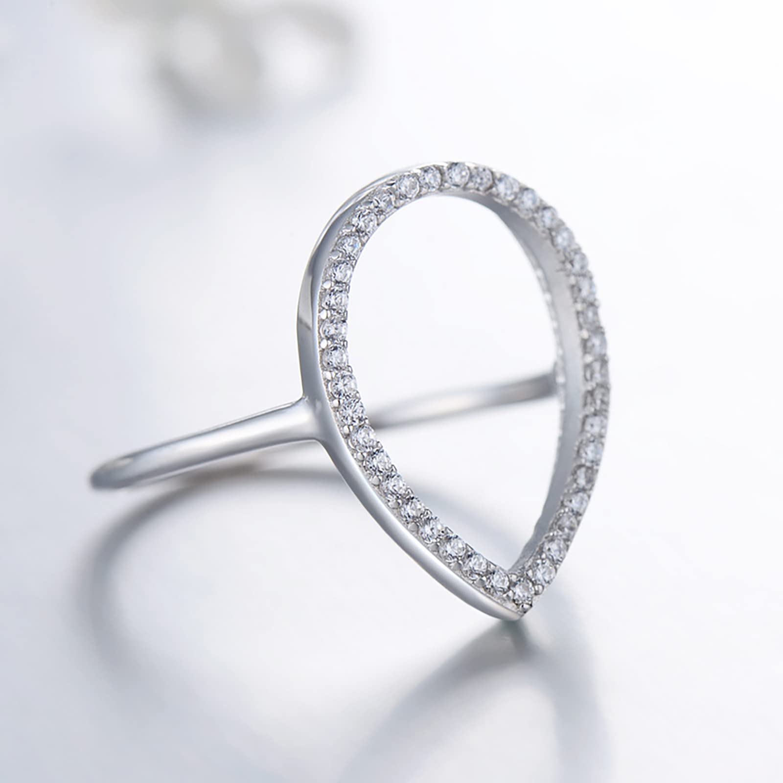 925 Silver Water Drop Geometric Finger Rings Women's Atmospheric Wedding Jewelry Gifts