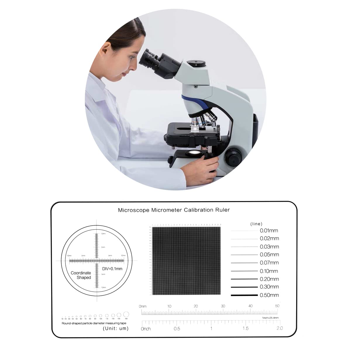 TOSUKKI Multifunction Microscope Micrometer Calibration Ruler Slide,Microscope Reticle Micrometer/Microscope Calibration Grid/Microscope Camera Calibration Slide/Micrometer Ruler for Microscope
