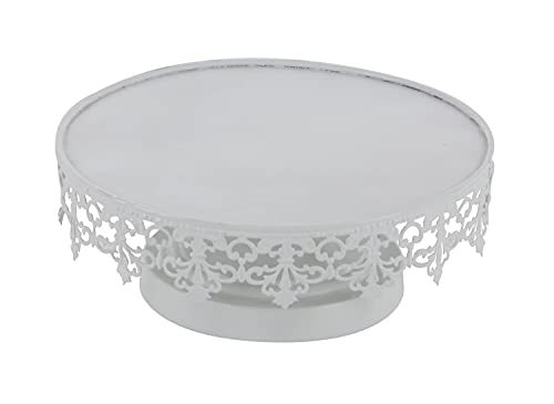 Deco 79 Vintage Metal Round Cake Stand, Set of 3 13", 10", 9"W, White