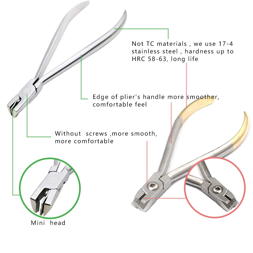 Dental Orthodontic Distal Cutter Plier,Orthodontic Flush Cutter, Distal End Cutter With Safety Holder,Cut Wire Up To A Maximum Of .021" x .025" (.53 mm x .64 mm) Standard Head Long Handle