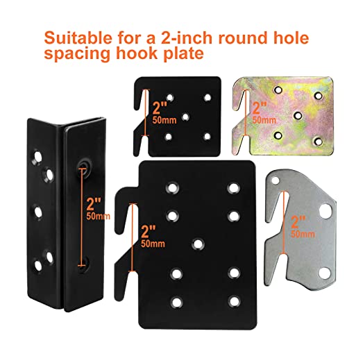 4 Pack Heavy Duty Bed Rail Hooks, Bed Rail Brackets for Wooden Bed Replacement, Universal Bed Frame Hardware with Screws Included