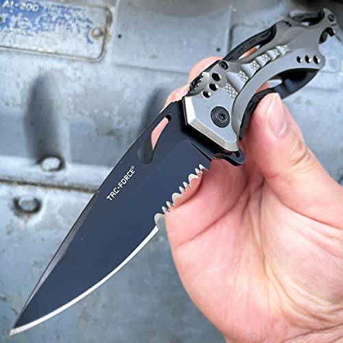 8" Grey Open Folding Pocket Knife Blade Outdoor Survival Hunting Knife for Camping by Survival Steel