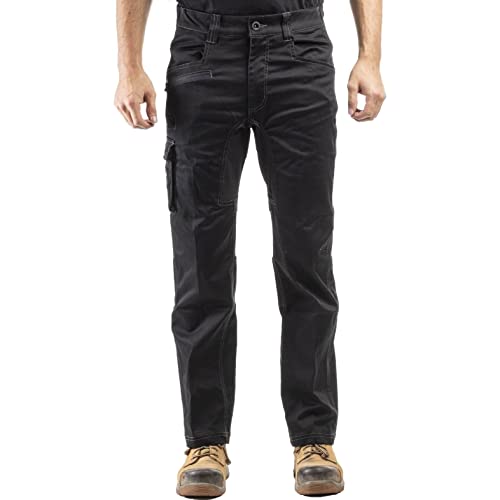Caterpillar Men's Operator Flex Work Pants Featuring Stretch Fabric, Cargo Pocket, and Bootcut Leg Opening, Black, 34/32