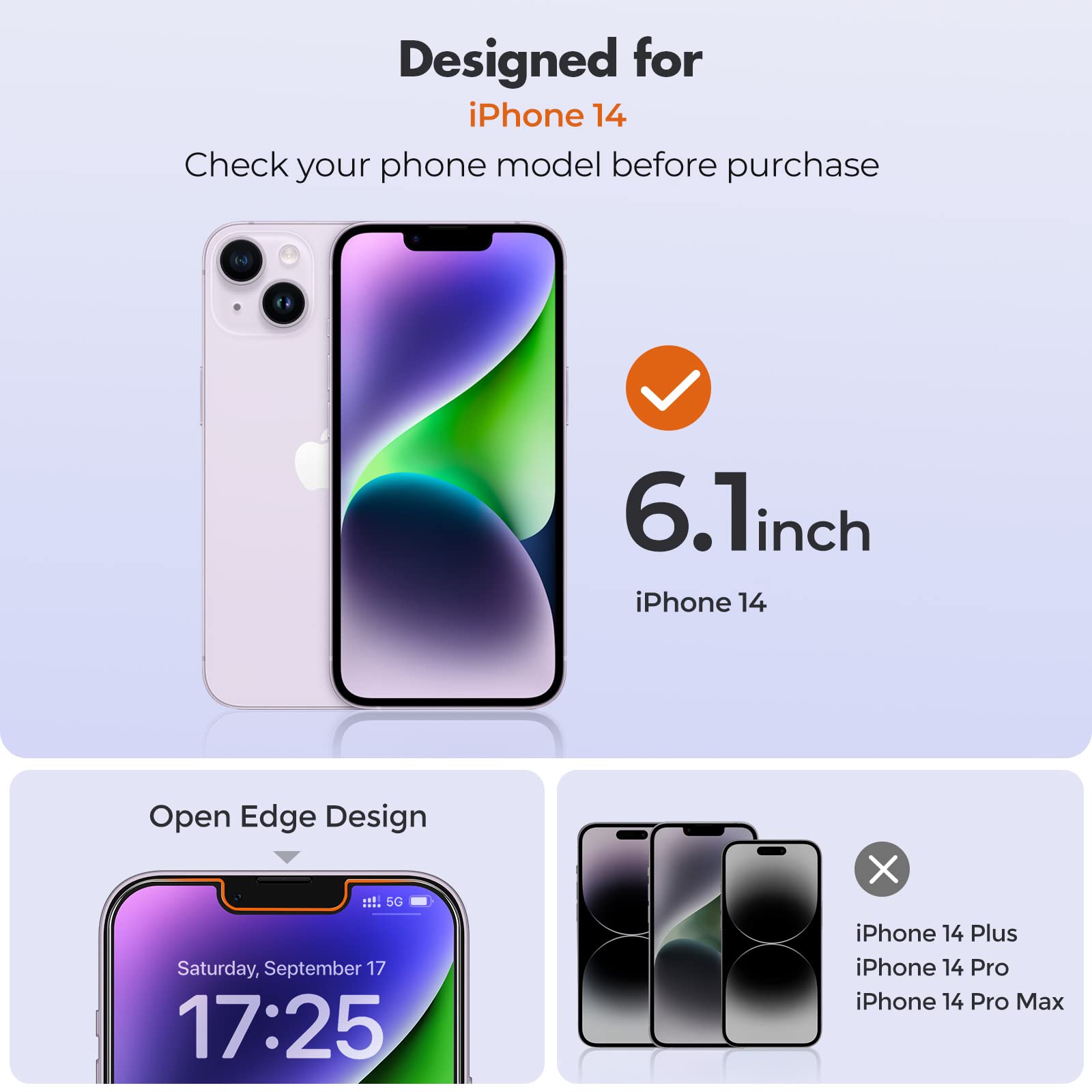 UNBREAKcable 3-Pack Screen Protector for iPhone 14, Double Shatterproof Tempered Glass [Easy Installation Frame] [9H Hardness] [99.99% HD Clear] [Case Friendly] for iPhone 6.1 inch