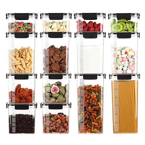 Airtight Food Storage Container Set, 15 Pack Cereal Containers Plastic Food Canisters with Lids, BPA Free,for Pantry Organization Flour Sugar Storage, Marker and Labels