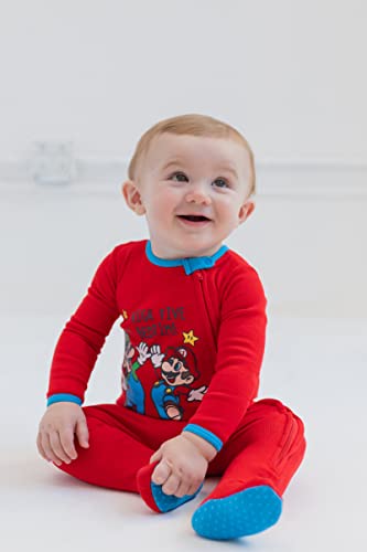 Super Mario Mario Luigi Yoshi Baby Boys 2 Pack Zip-Up Sleep N' Play Coverall 3-6 Months Red/Green