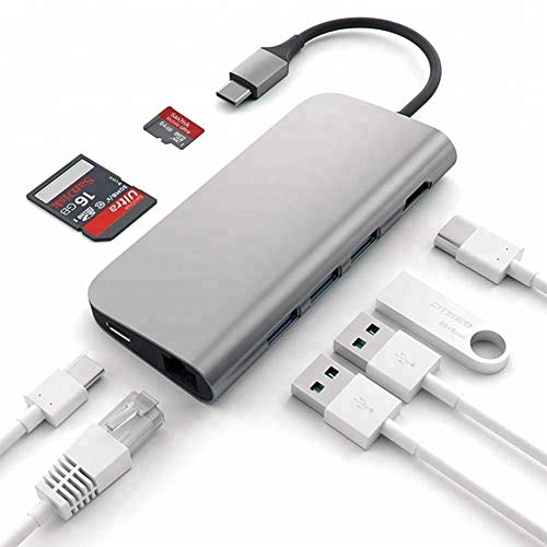 XUNMAIFHB Portable Docking Station,Type-c Dock Type-c to hdmi/Type-c hub Reader + Network Card hub USB3.0, RJ45, USB-C PD, 4K HDMI Fast Transmission