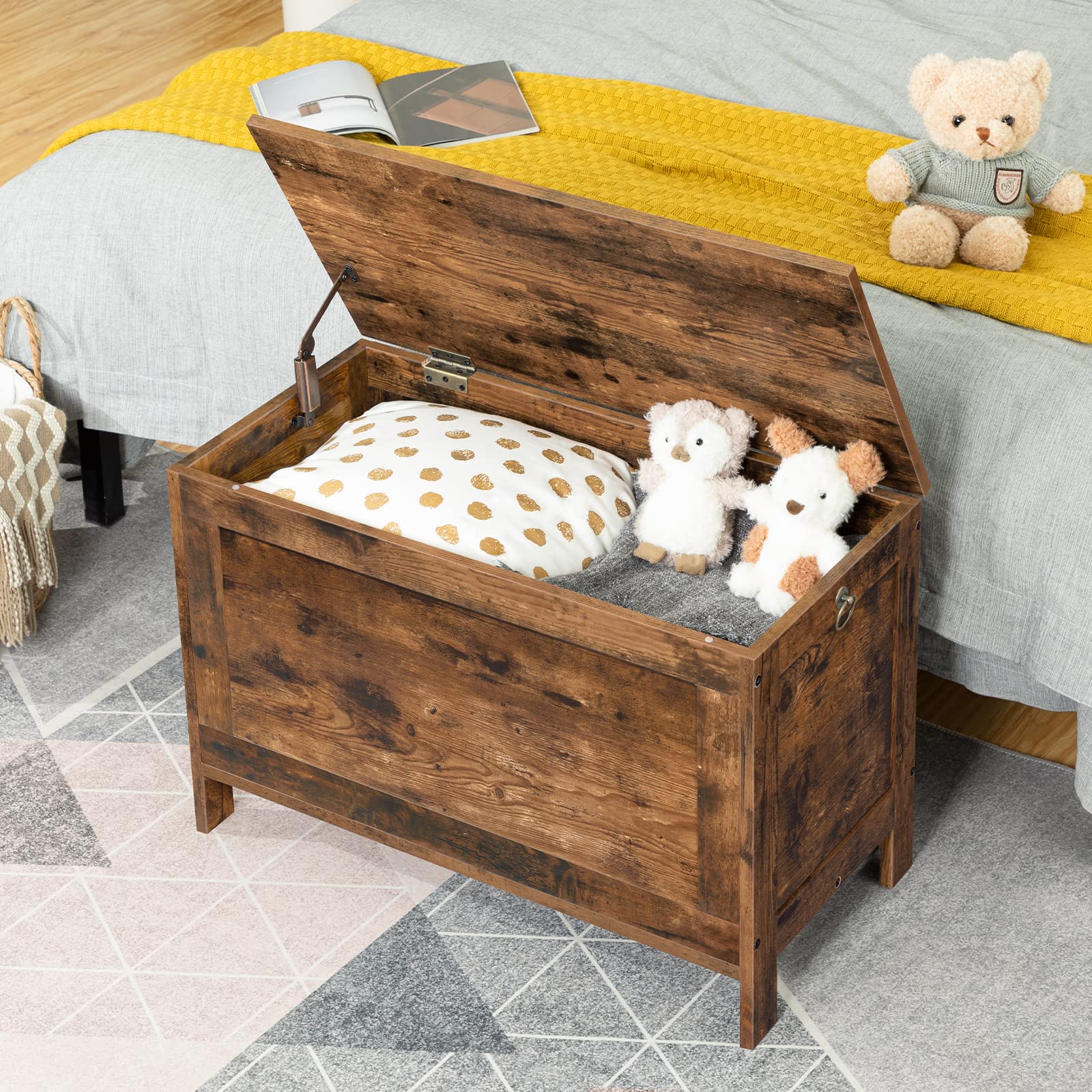 HOOBRO Storage Chest and Kids Bookshelf, Wooden Storage Box, Toy Storage Organizer BF75CW01-BF31CW01