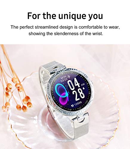 Smart Watch for Women,Fitness Tracker with Blood Pressure Heart Rate Waterproof Bluetooth Pedometer Sleep,Sport Activity Tracker Compatible for iOS Android Phones,(Silver Gray)