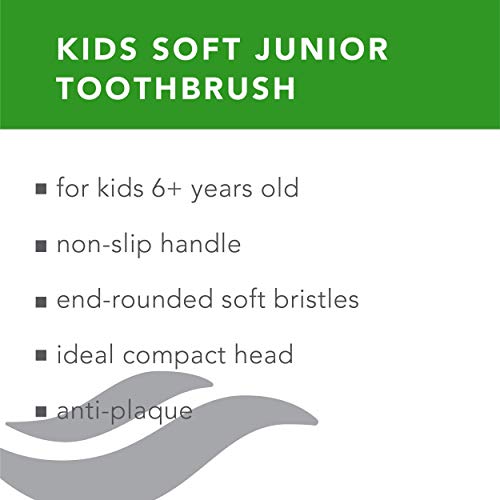 DENTISSIMO SWISS BIODENT Premium Oral Care Kids Soft Junior Toothbrush for Gentle Cleansing, Ages 6 and Up, Colors May Vary, Pack of 1