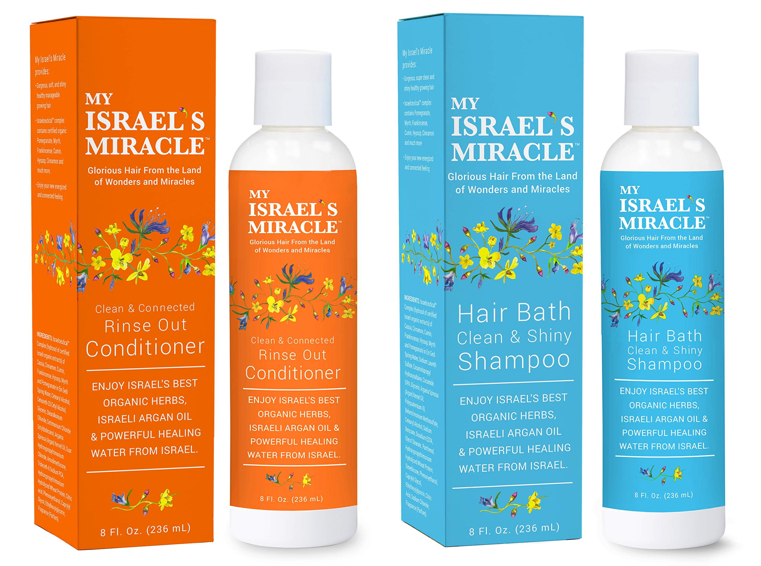 Organic Shampoo and Conditioner Set - My Israel's Miracle - Powerful Organic Haircare Herbs and Argan Oil from Israel