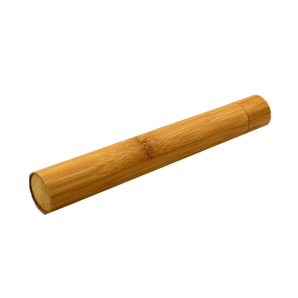 heaven2017 Bamboo Toothbrush Tube Case Holder Travel Camping Bathroom Accessory
