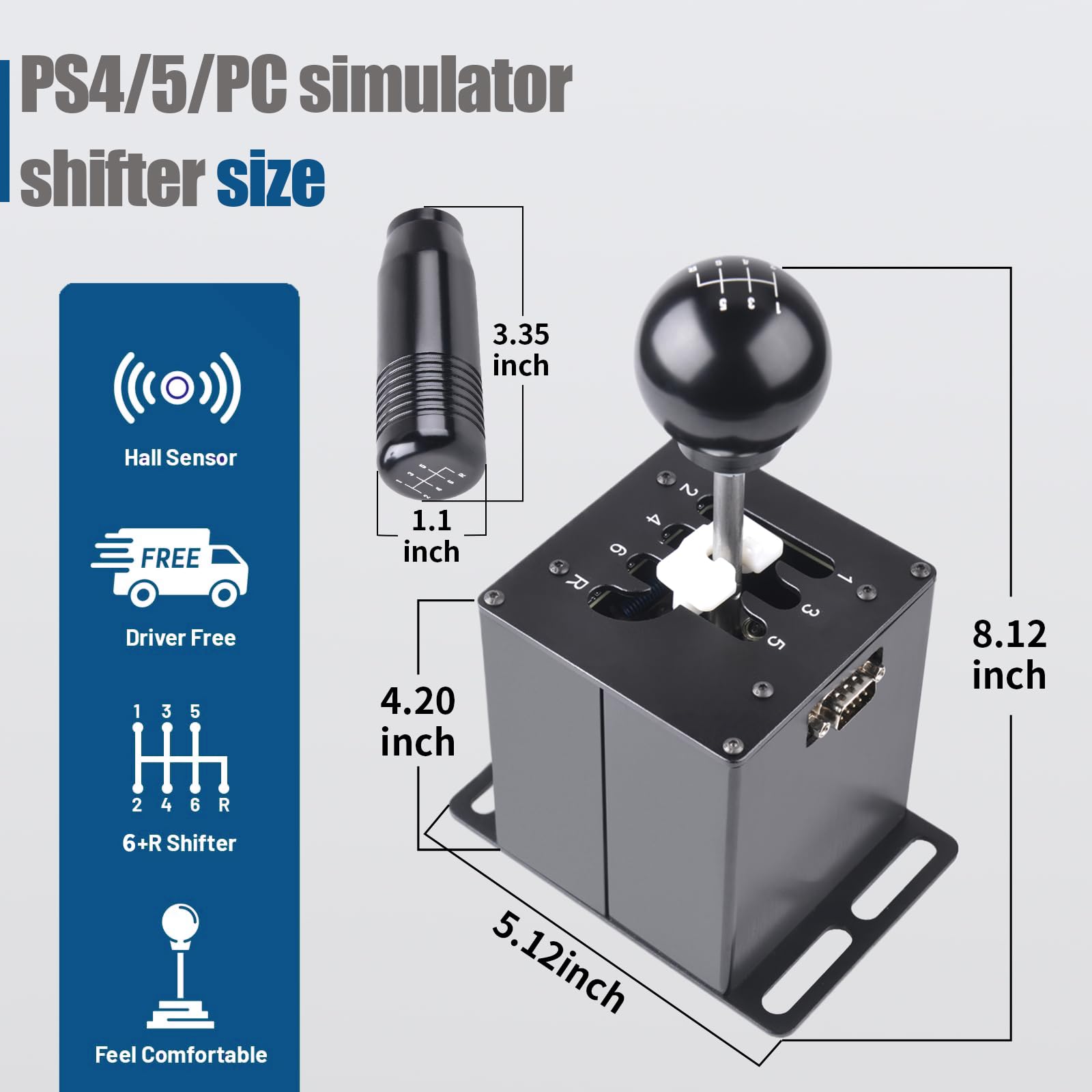 CNRAQR PS4/PS5/PC Racing Game Simulator Shifter 6+R H Gear Shifter-Compatible with PlayStation4/5 G29 PC Windows Racing Wheels Driving Force Shifter