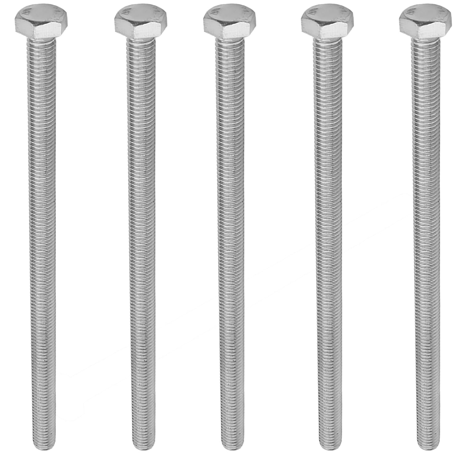 MroMax 5Pcs M8 x 150mm Hex Head Screws Bolts, 304 Stainless Steel 18-8, Fully Threaded, External Hex Drive, for Mounting Chair, Handles, Rail, Pump, Wheels, Antenna Parts, Boat and Plastic Bumpers