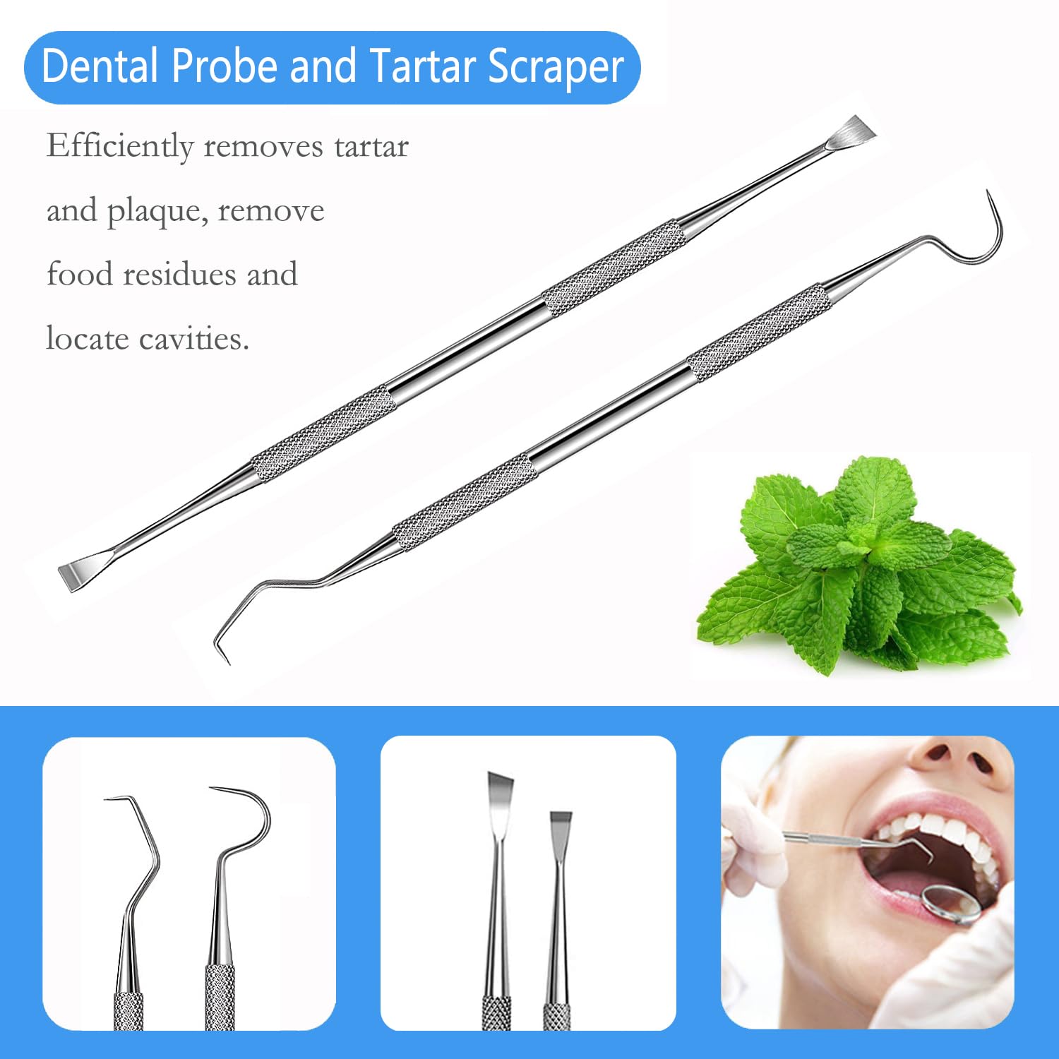 SENLMLER Dental Tools, Professional Plaque Remover Teeth Cleaning Tool Kit, Stainless Steel Dental Pick Tartar Scraper Tooth Cleaner, Oral Care Hygiene Set for Dentist Personal Pets with Storage Box