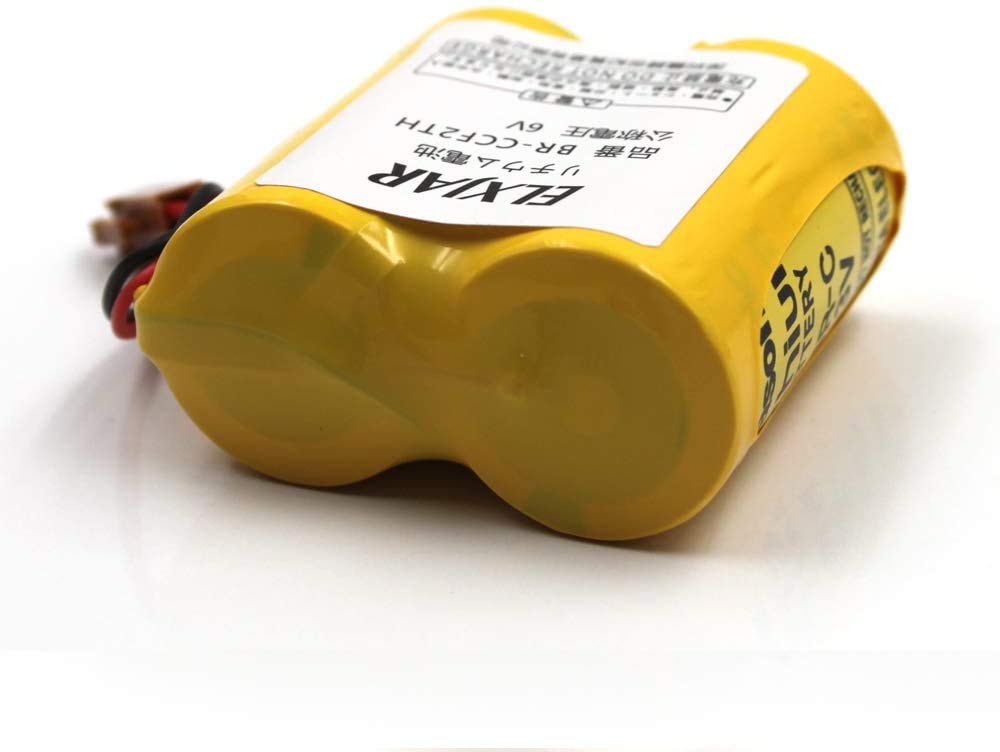 elxjar (3-Pack) BR-CCF2TH 6V 5000mAh Lithium Replacement Battery for Fanuc oi Mate Model-D, Panasonic Controls, GE Fanuc A06 Series, BR-CCF2TE CNC Coaster (Cutler Hammer), Brown Connector
