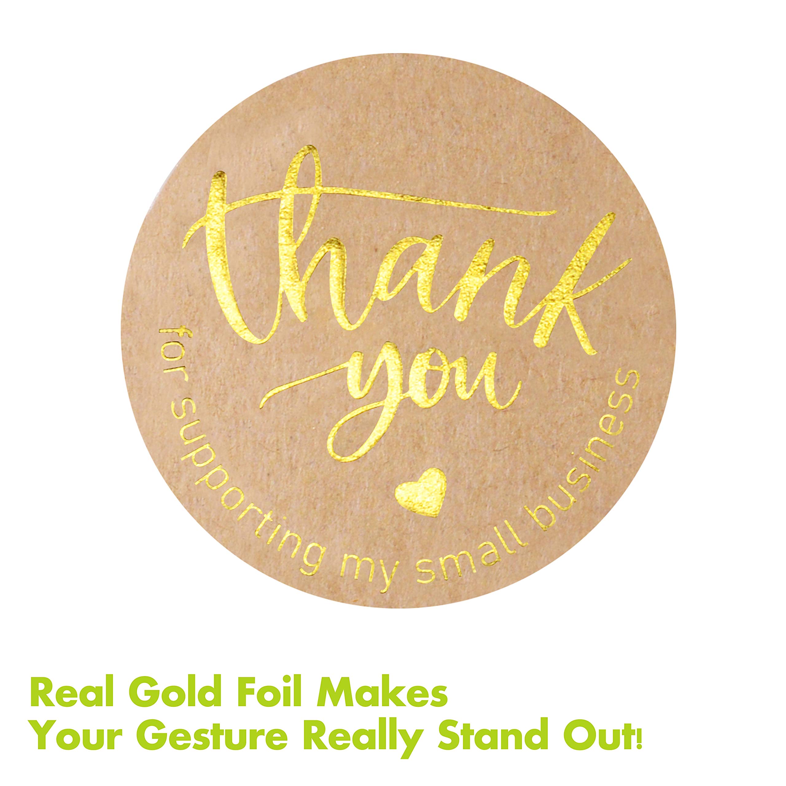 500 PCS Thank You Stickers Kraft Round with Perforation Line for Personal and Business Use (Each Measures 1.5" in Diameter)