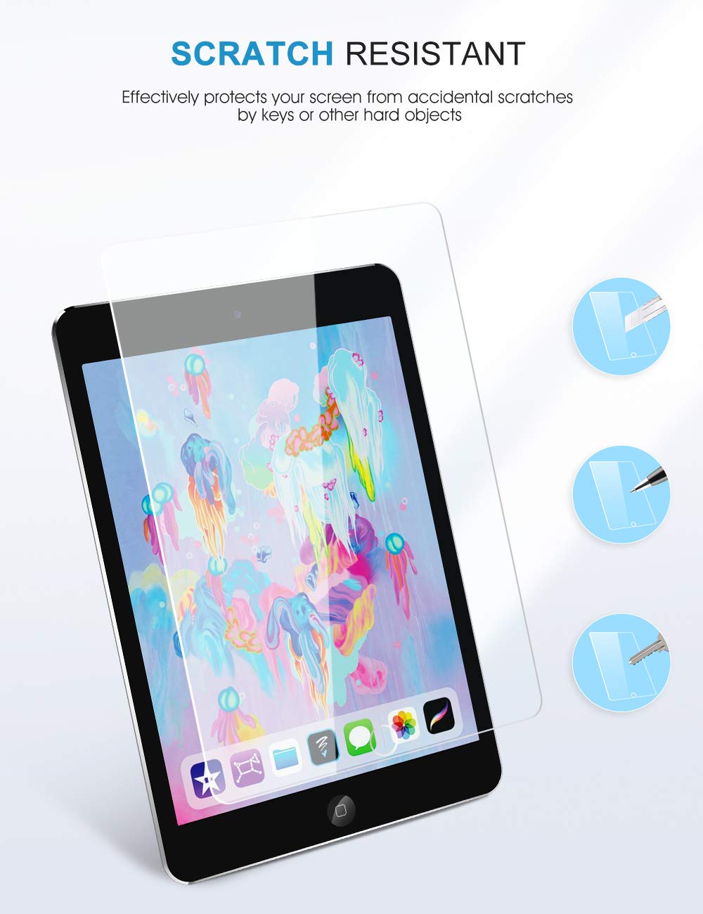 SPARIN 3 Pack Glass Screen Protector Compatible with iPad 6th 5th Generation 9.7 inch/iPad Air 2, Tempered Glass, Alignment Frame