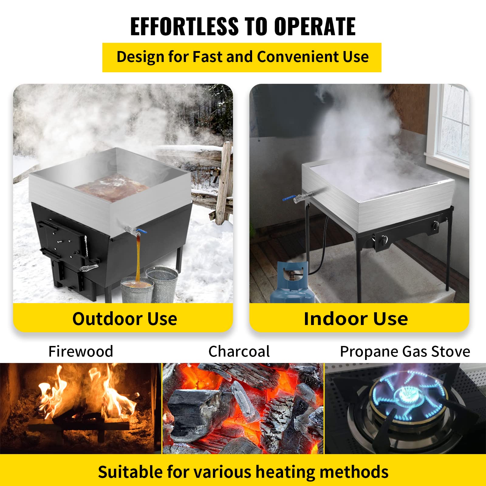 VBENLEM Maple Syrup Evaporator Pan 24x24x7 Inch Stainless Steel Maple Syrup Boiling Pan for Boiling Maple Syrup