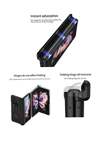 CeeEee Samsung Galaxy Z Fold 3 5g Case Screen Protector 360 Degree Full Body Protection Cover Built-in with 9H Tempered Glass and Kickstand with Hinge Protection, Black