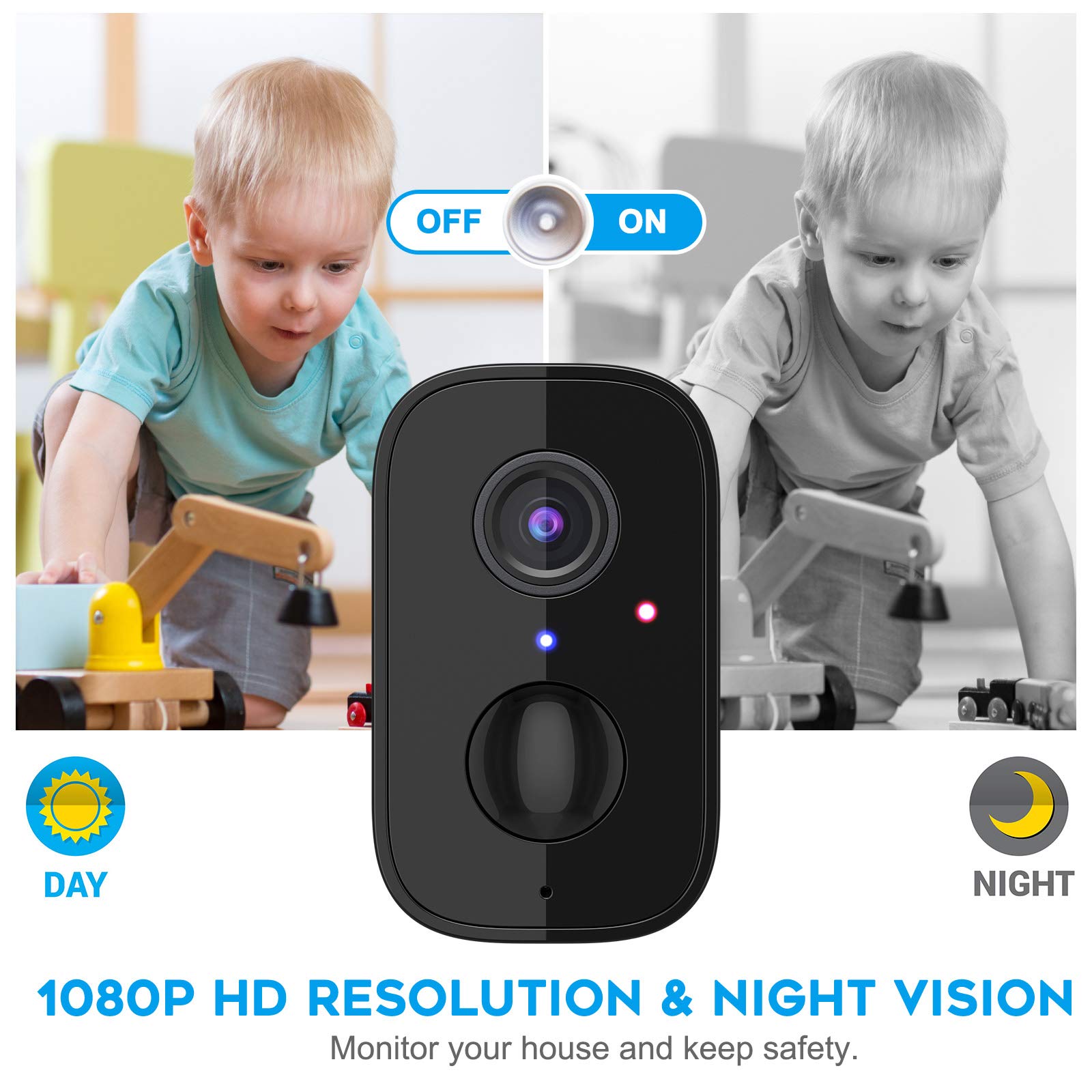 SV3C 1080P Outdoor Surveillance Camera, Outdside Security IP Camera with 2-Way Audio, Humanoid Detection, Support 128G SD Card Recording