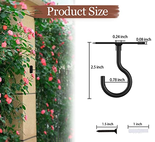 Ceiling Hooks for Hanging Plants 2Pack 2.5in,Wall Mount Hangers Plant Hooks,Wall Hooks for Plants,Lights,Planters,Lanterns,Hanging Bird Feeders,Wind Chimes,indoor&Outdoor Decoration Hooks Black