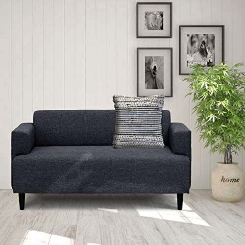LR Home - LR07435-BLOIIPL Bold Textured Navy Throw Pillow Area Rug, 18" x 18", Blue/Ivory