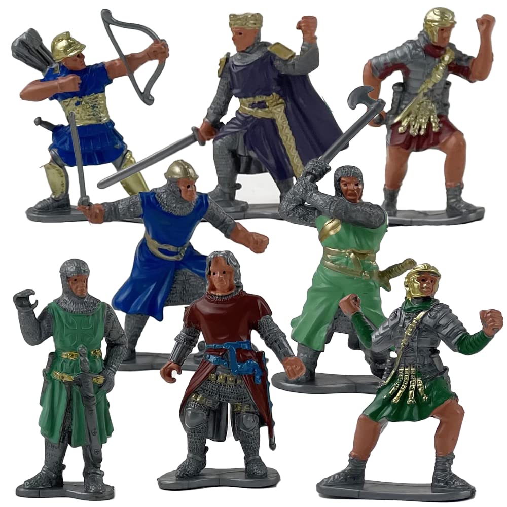 ArtCreativity Knight Action Figures for Kids, Set of 16, Free-Standing Knight Figurines with Realistic Details, Medieval Party Decorations and Cake Toppers, Knight Party Favors for Boys & Girls