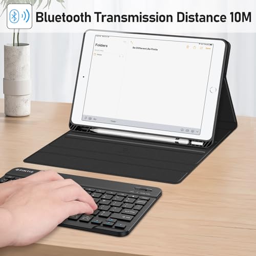 FINTIE Keyboard Case for iPad 9th / 8th / 7th Generation (2021/2020/2019) 10.2 Inch, Soft TPU Back Stand Cover with Pencil Holder, Magnetically Detachable Wireless Bluetooth Keyboard, Black