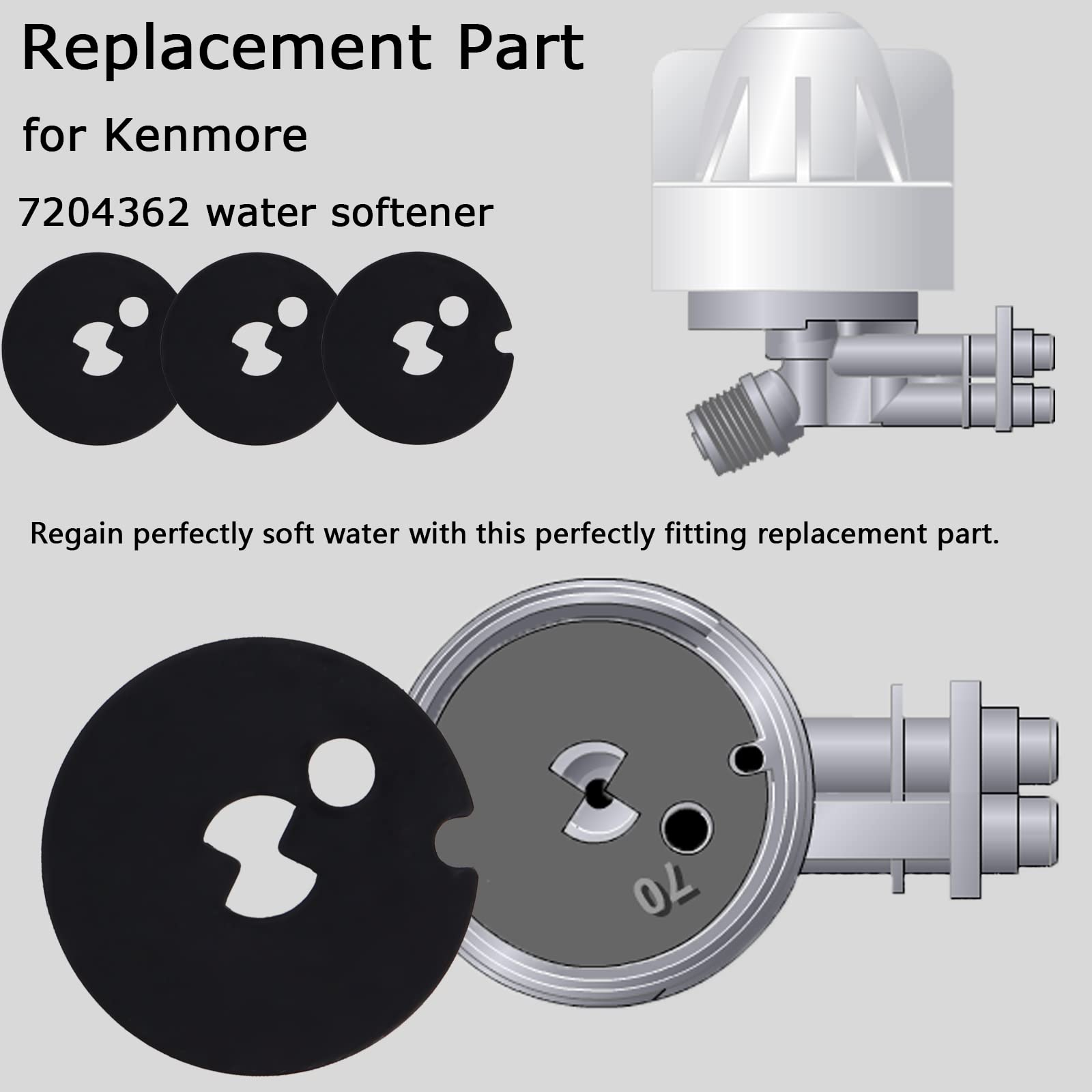 7204362 Water Softener Venturi Gasket Replacement, Compatible with Whirl-Pool, Ken-More, Ken-More Eli-te & Eco-dyne, Ken-More Water Softener Parts(3 pcs)