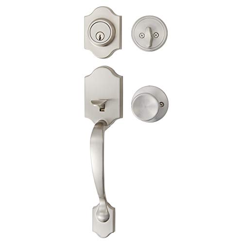 Amazon Basics Handleset with Tulip Knob - Single Cylinder - Satin Nickel