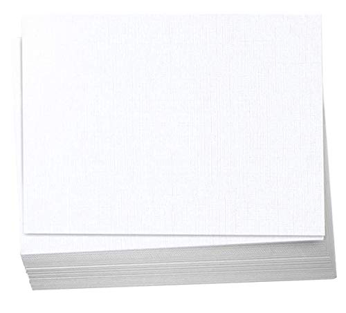 Hamilco 5x7 White Linen Textured Cardstock Paper Blank Index Cards Flat Card Stock 80lb Cover – 50 Pack